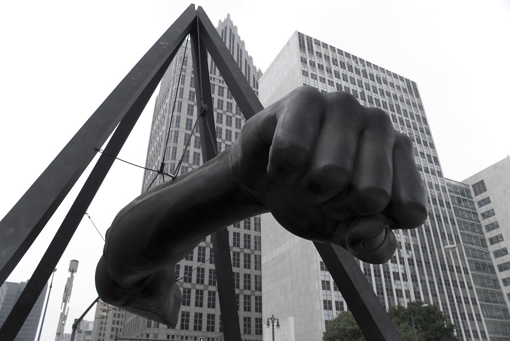 Monument to Joe Louis in Detroit, MI