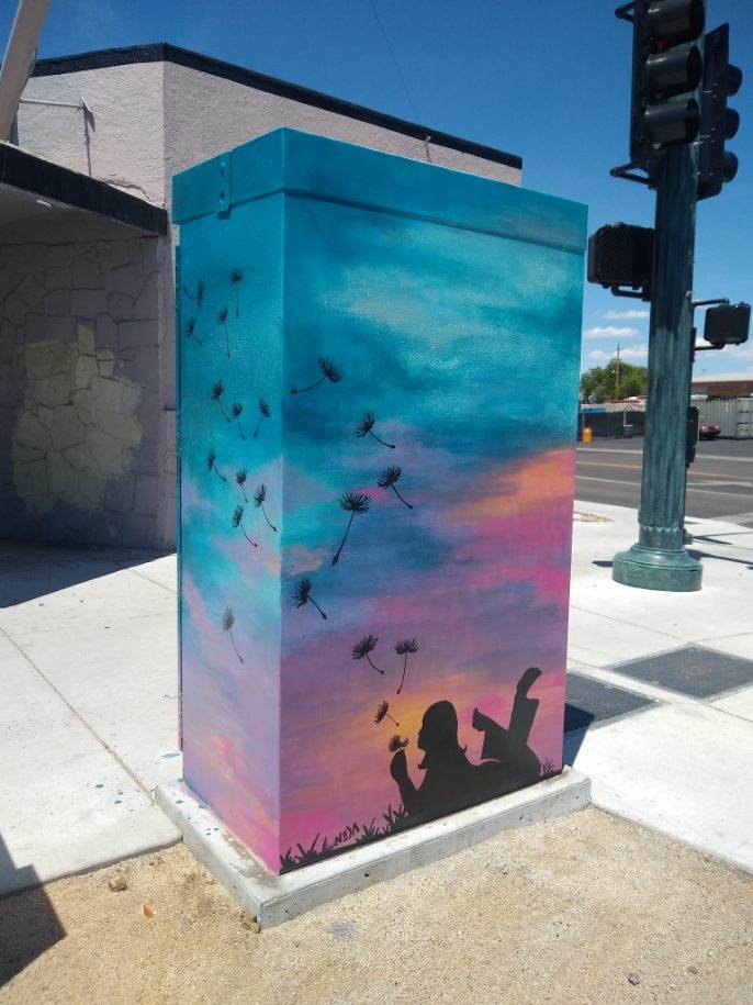 Neda Khalafi painted signal box in Reno, NV