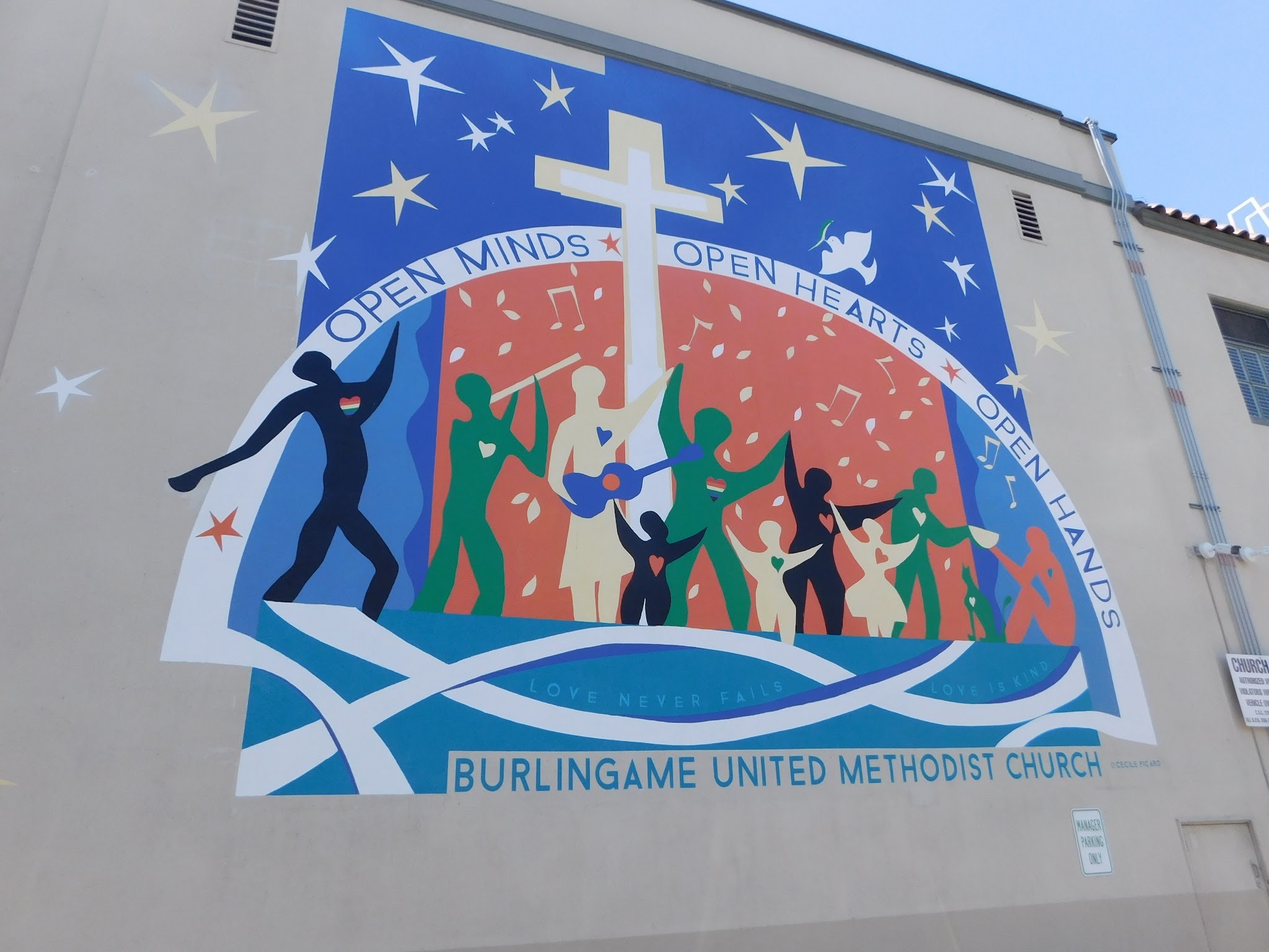 Open Minds, Open Hearts, Open Hands Mural in Burlingame, CA