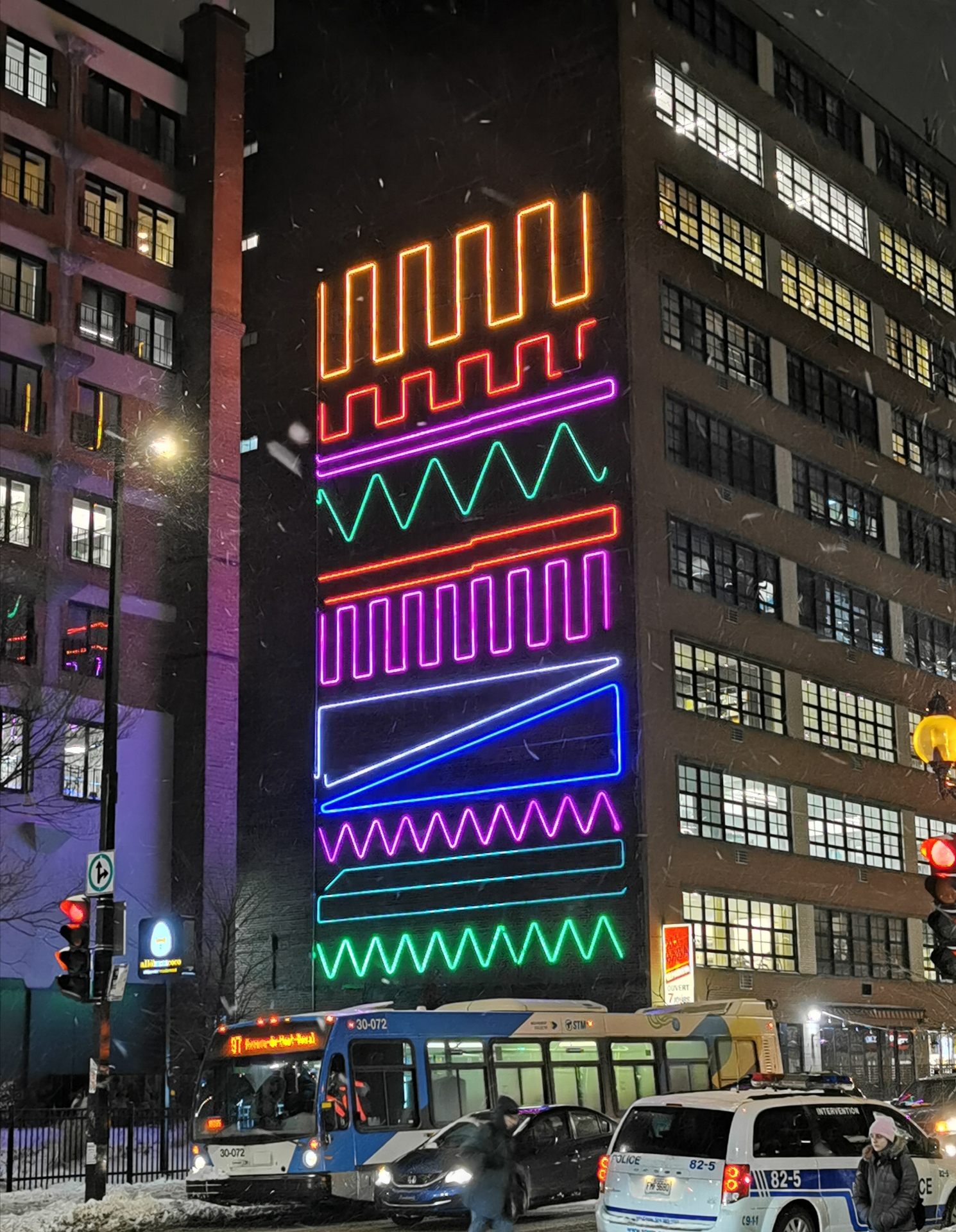 Interactive Neon Mural in Montreal, Quebec