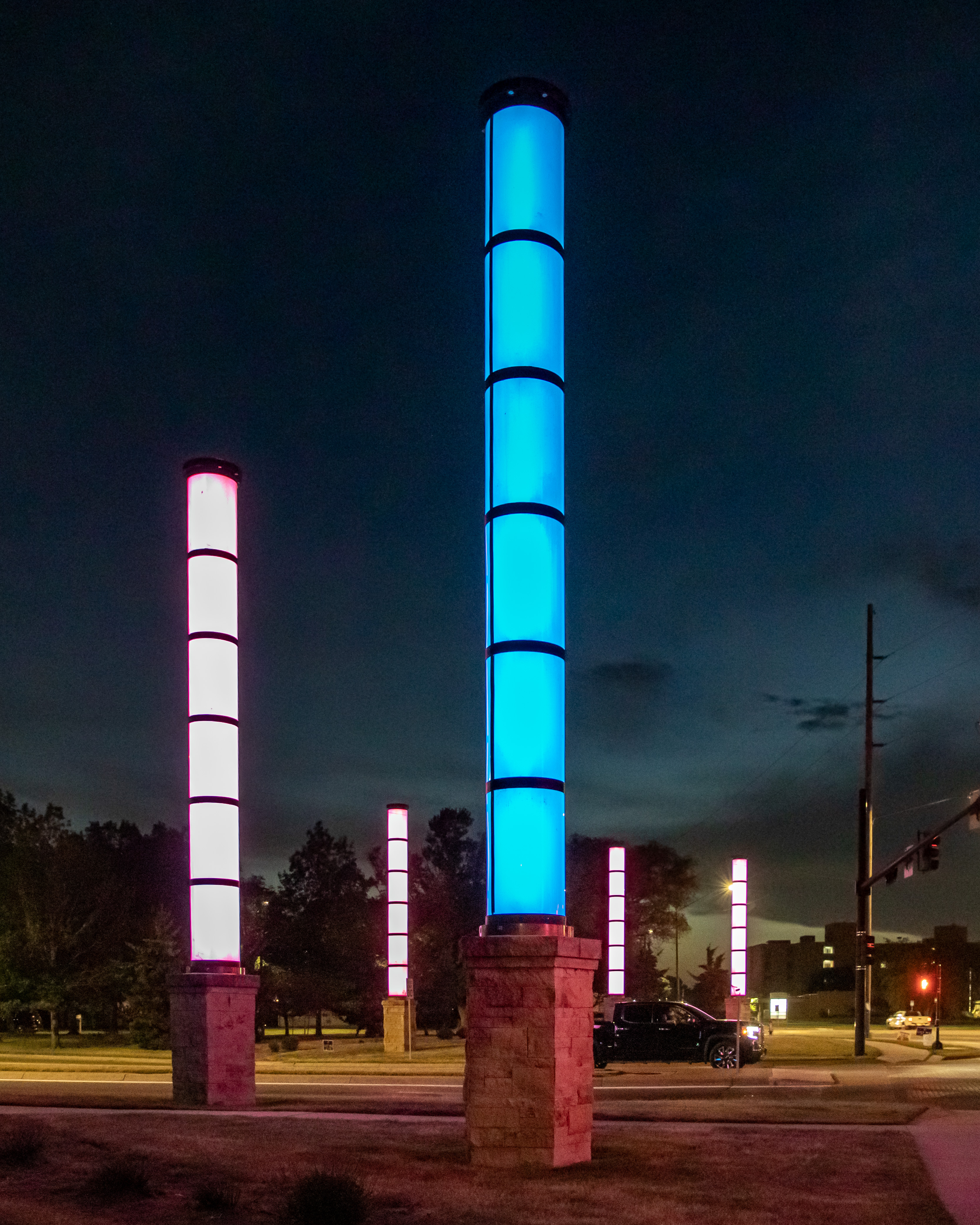 Neon Light Columns in Wichita, KS